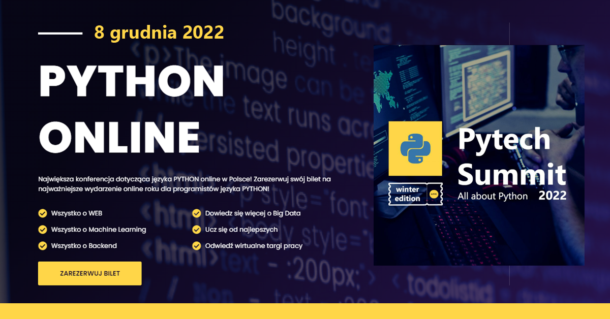 Pytech Summit 2022 (online) Winter Edition | Największa konferencja o Python